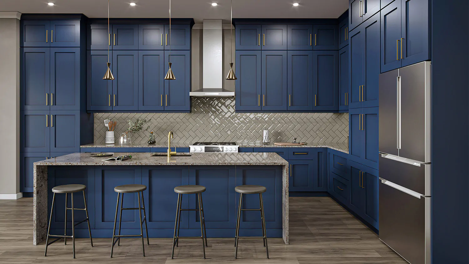 Deep Blue Shaker Assembled Cabinets | Shop online at Wholesale Cabinets