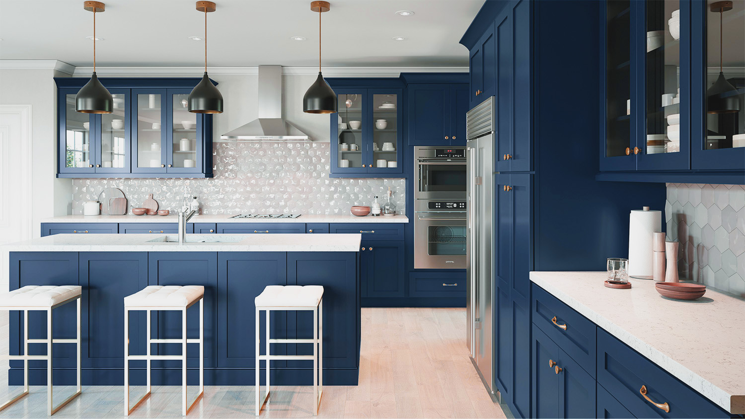 Deep Blue Shaker Assembled Cabinets | Shop online at Wholesale Cabinets