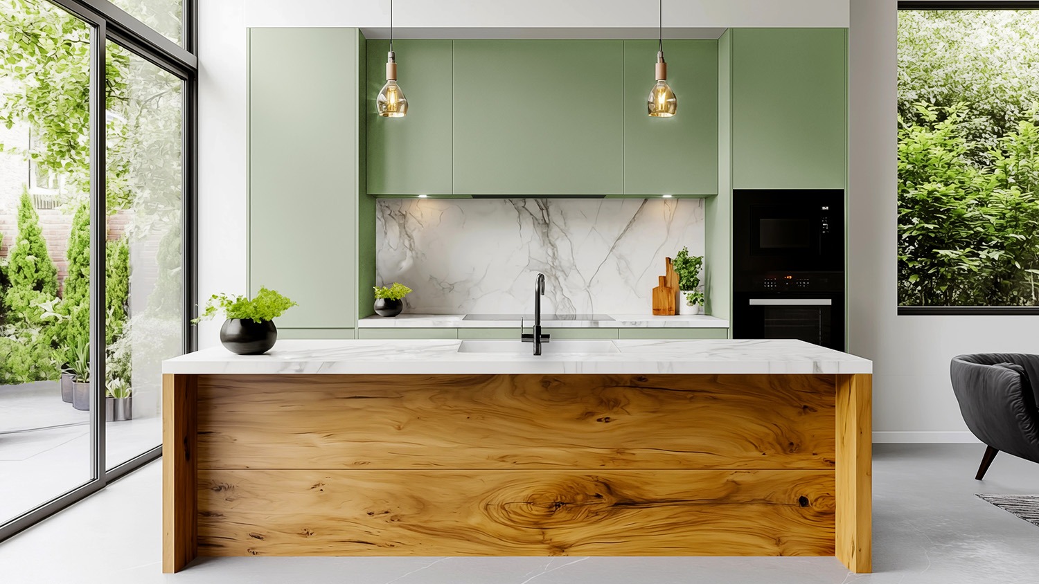 Scandi Sage Green Assembled Cabinets | Shop online at Wholesale Cabinets