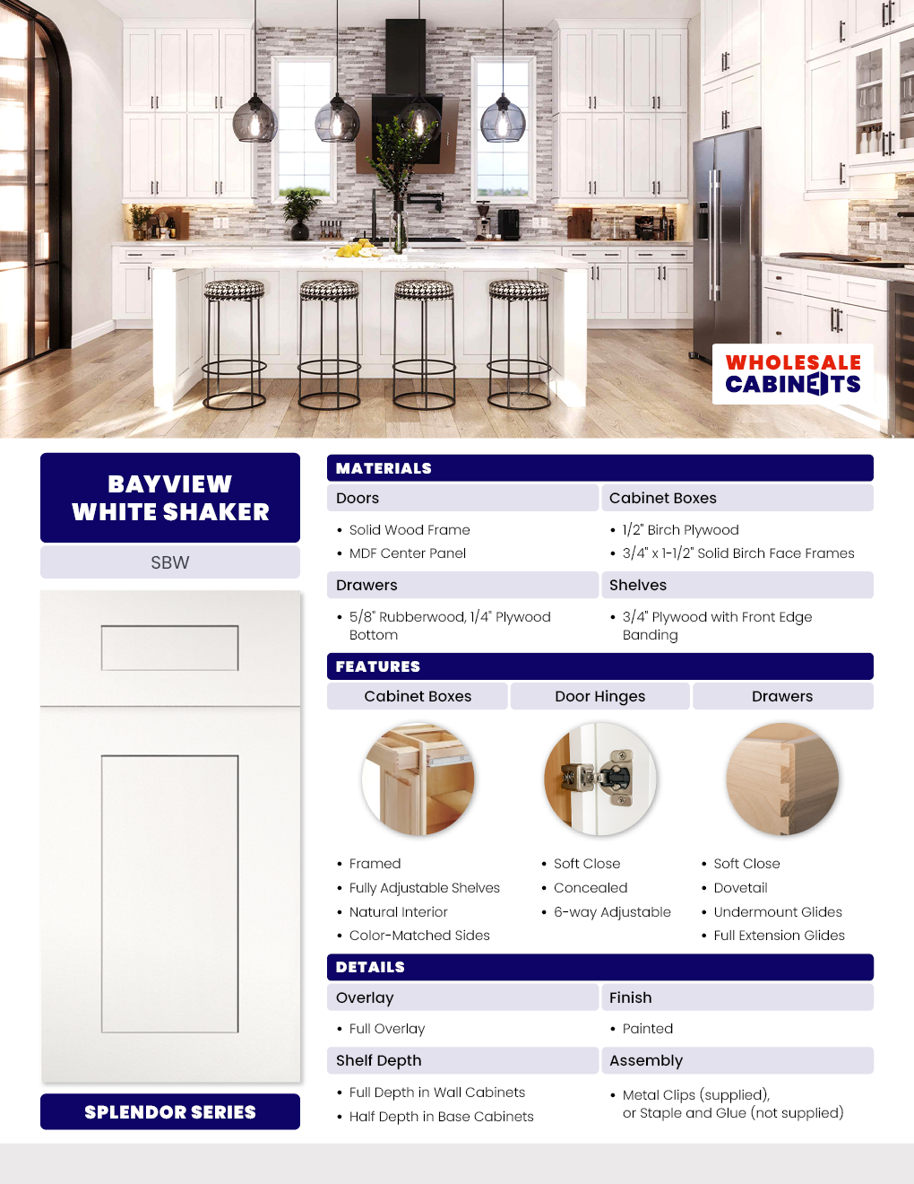 Bayview White Shaker Cabinets | Shop online at Wholesale Cabinets