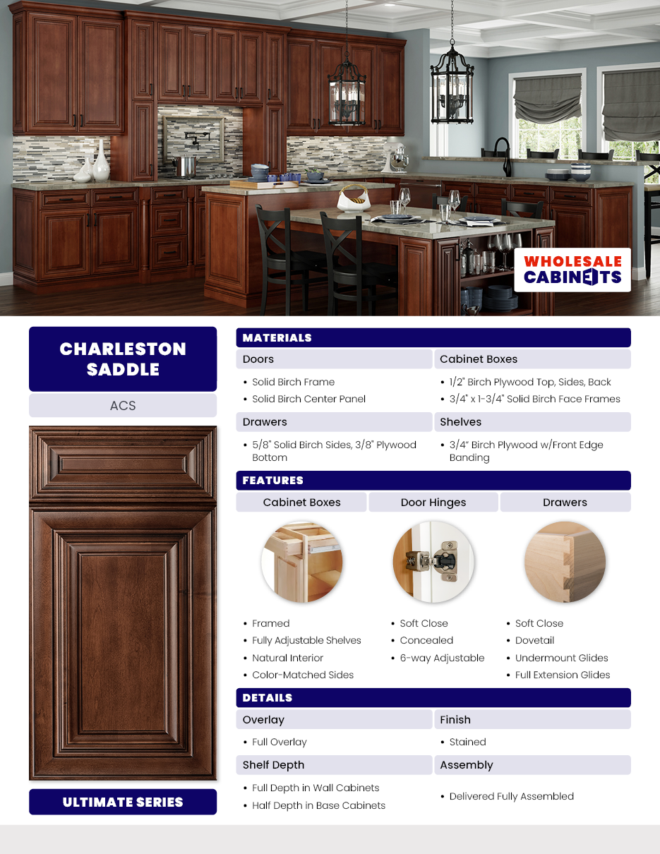 Charleston Saddle Assembled Cabinets | Shop online at Wholesale Cabinets
