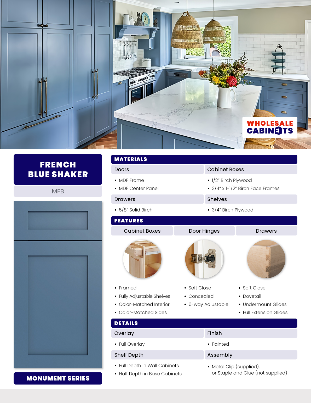 French Blue Shaker | Shop online at Wholesale Cabinets