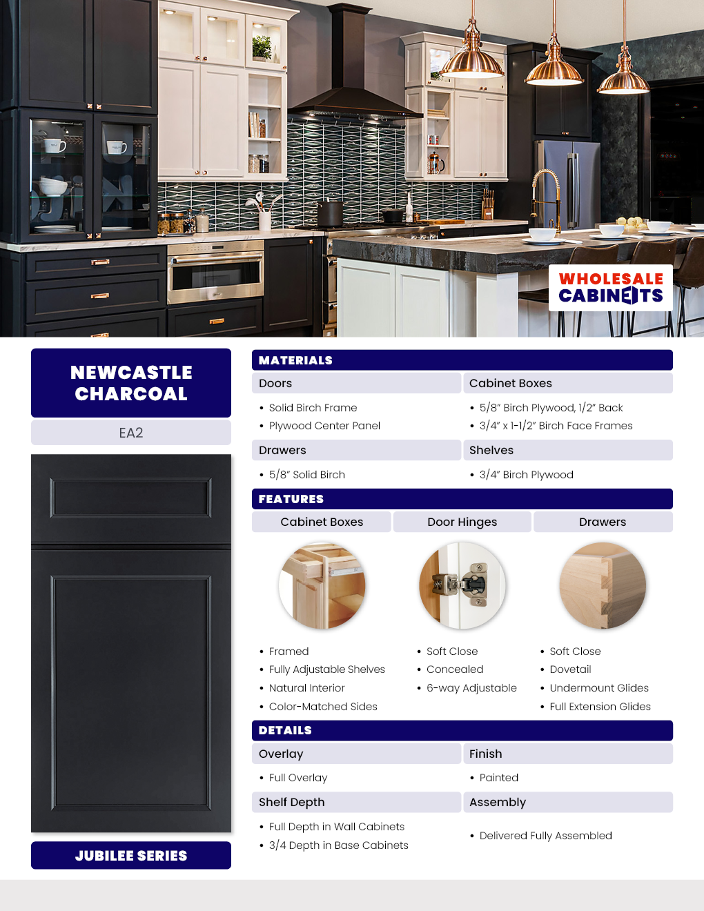 Newcastle Charcoal Assembled Cabinets | Shop online at Wholesale Cabinets
