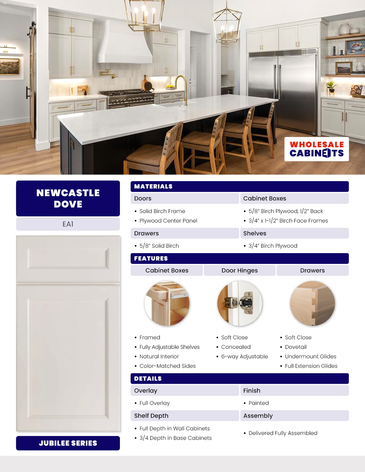 Newcastle Dove Assembled Cabinets | Shop online at Wholesale Cabinets