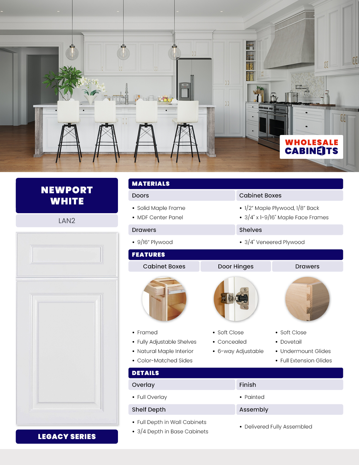 Newport White Cabinets | Shop online at Wholesale Cabinets